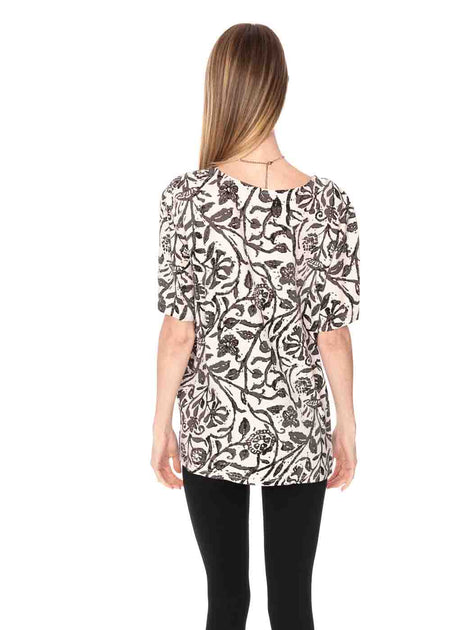 Tianello TENCEL™ "French Batik" Printed Short Sleeve "Tess" Blouse ...
