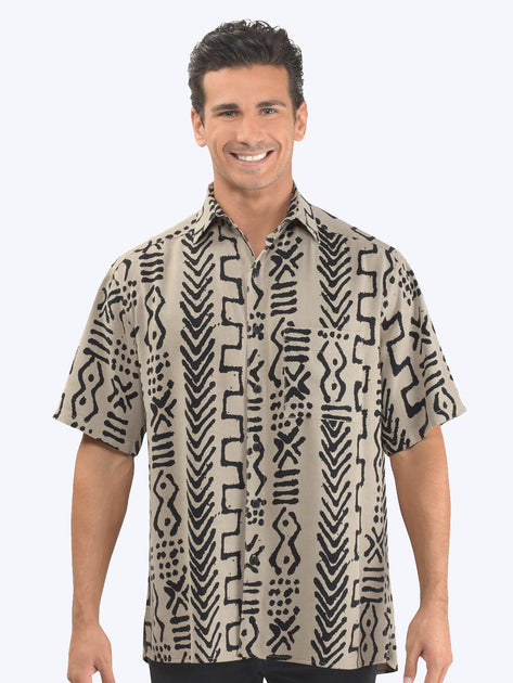 Tianello TENCEL™ Men's Mud Print S.S. Camp Shirt – Tianello.com